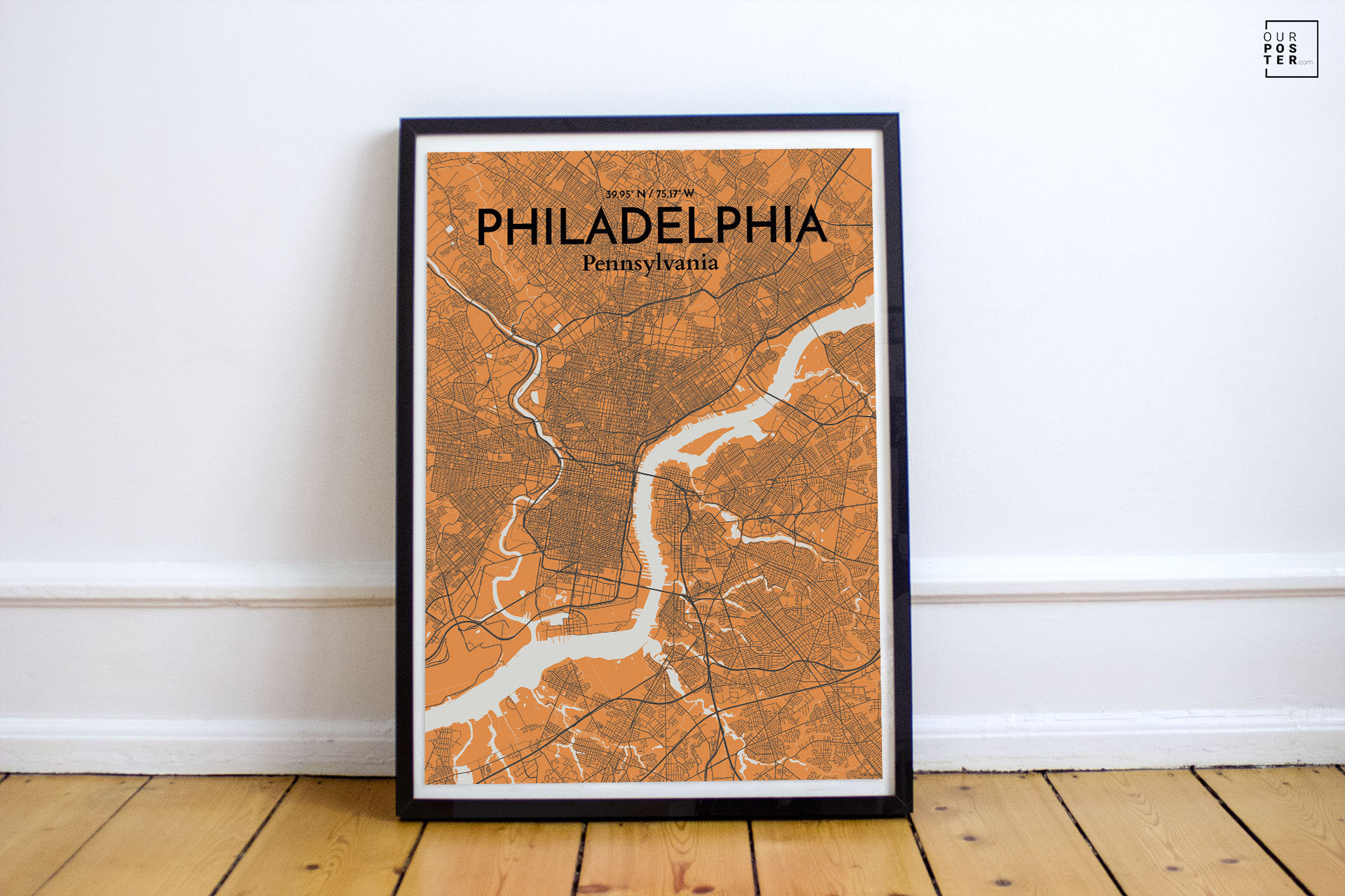 OurPoster.com 'Philadelphia City Map' Graphic Art Print Poster in ...