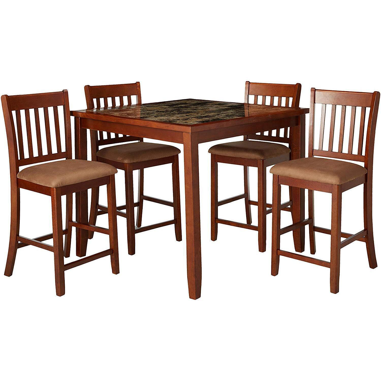 Red Barrel Studio 5 Pc Cherry Counter Height Dining Set With Faux ...
