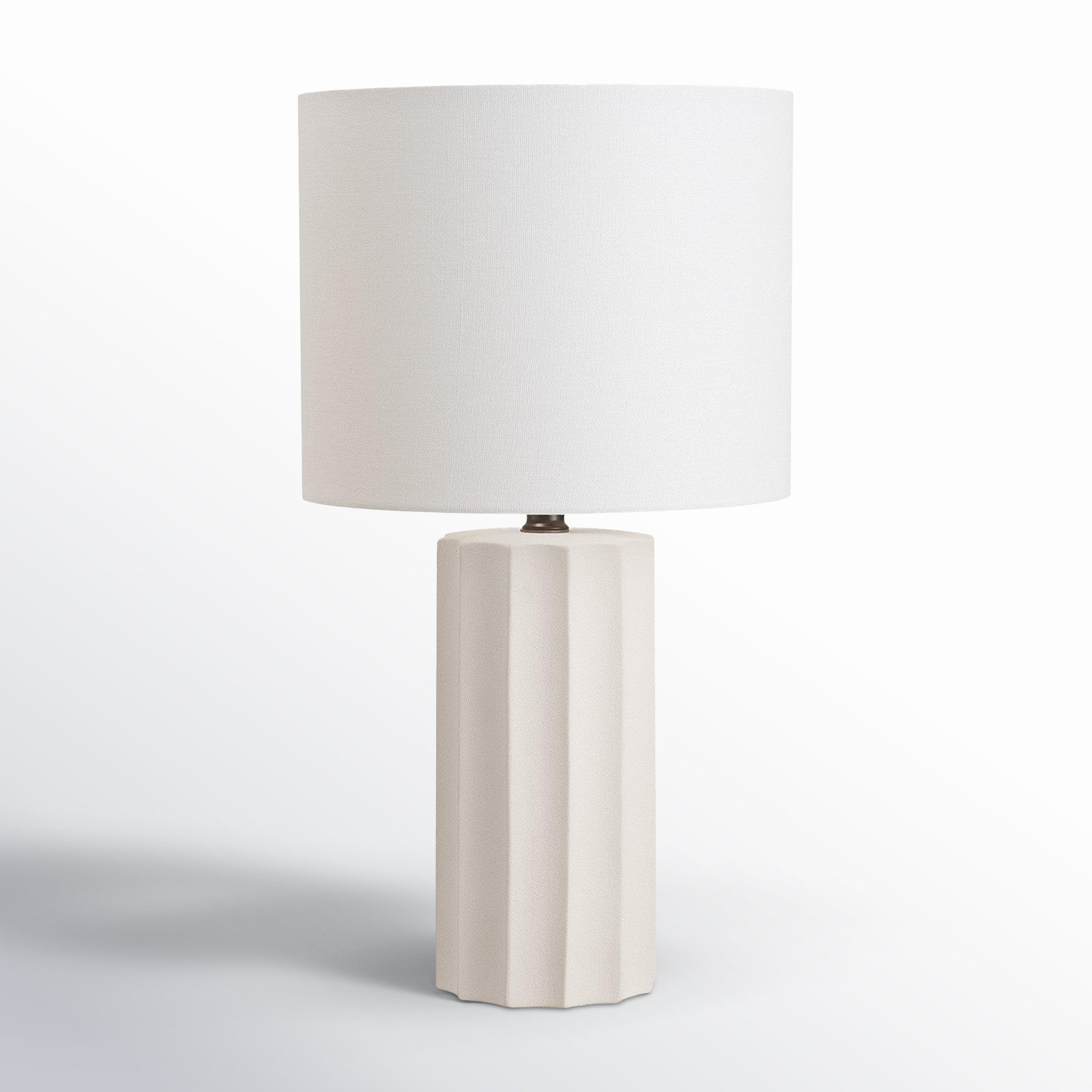 Joss & Main Hyacinth 20" Ribbed Concrete Finish Table Lamp with White ...