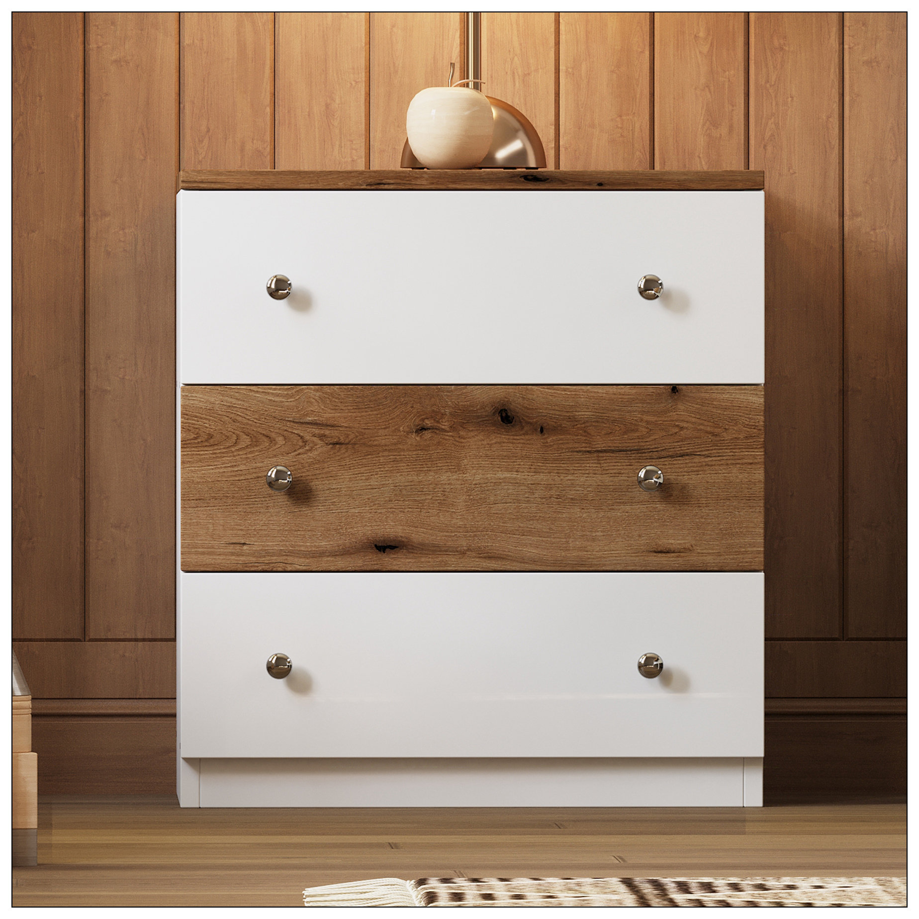 Latitude Run® 3-Drawer Wooden Nightstand with Colorblock Design | Wayfair