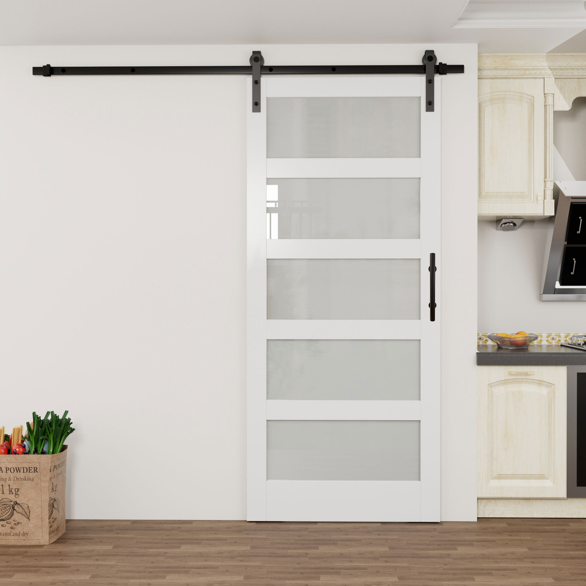 Win Stellar Glass Sliding Barn Doors with Installation Hardware Kit ...