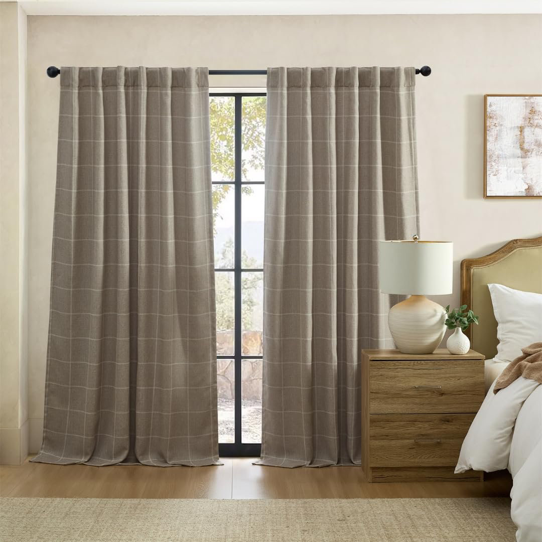Ebern Designs Home Fashions Windowpane Plaid Blackout Window Curtain ...