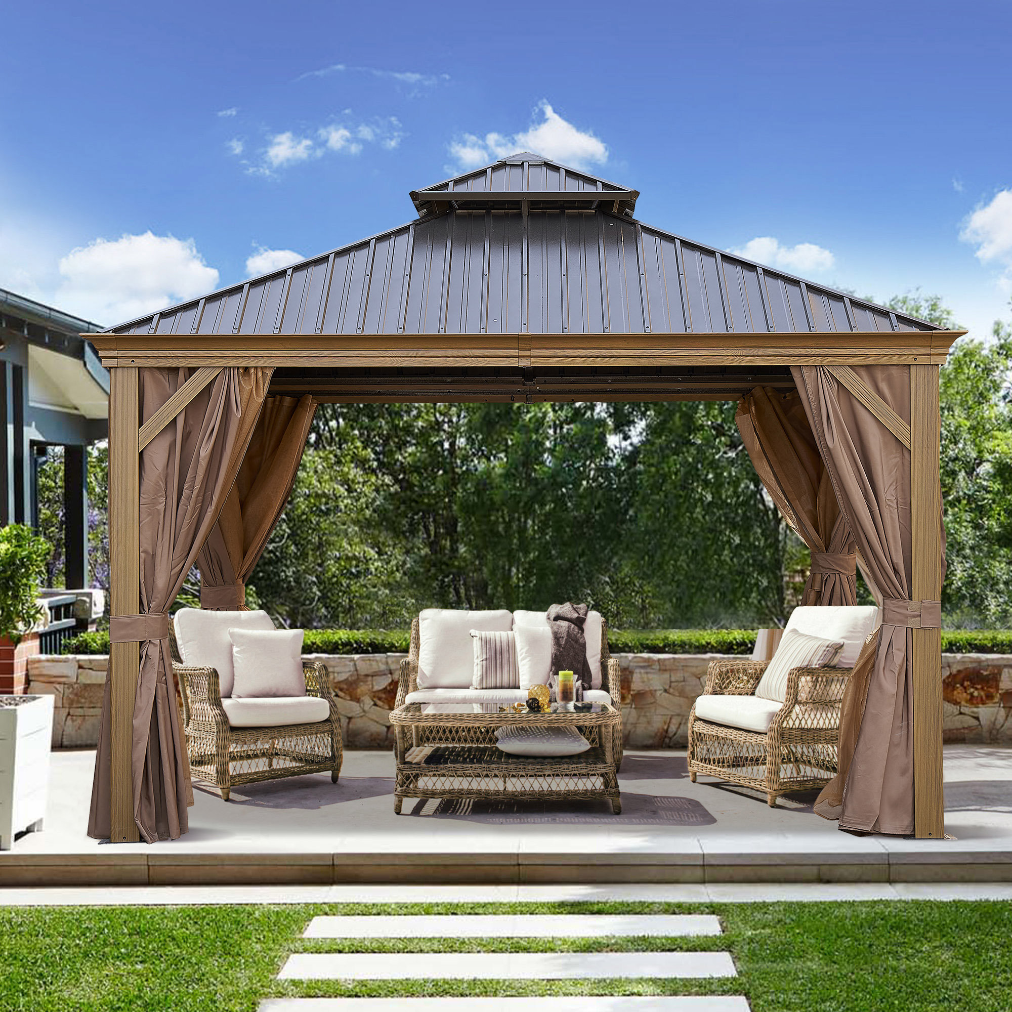 HomeViewto 12*12FT Outdoor Permanent Hardtop Gazebo Canopy - Wayfair Canada
