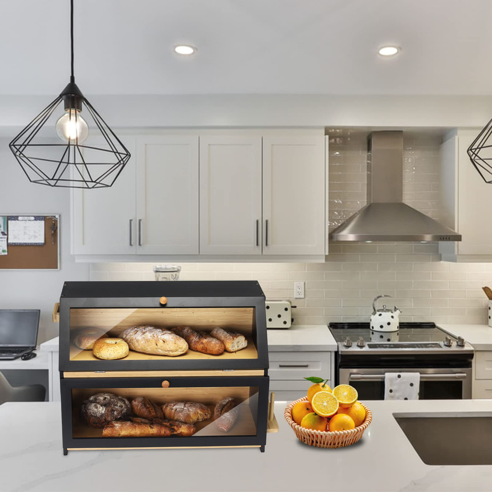 Hokku Designs Double Oversized Bread Box, Two-Layer Extra Large Bread ...