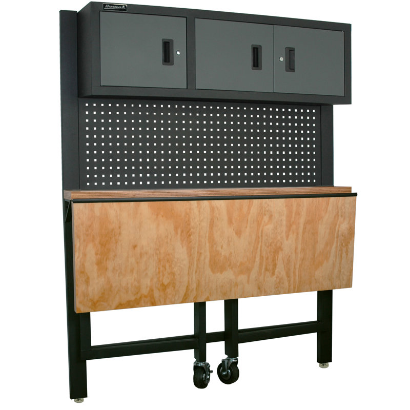 Homak 59'' W Manufactured Wood Top Height-Adjustable Workbench with ...