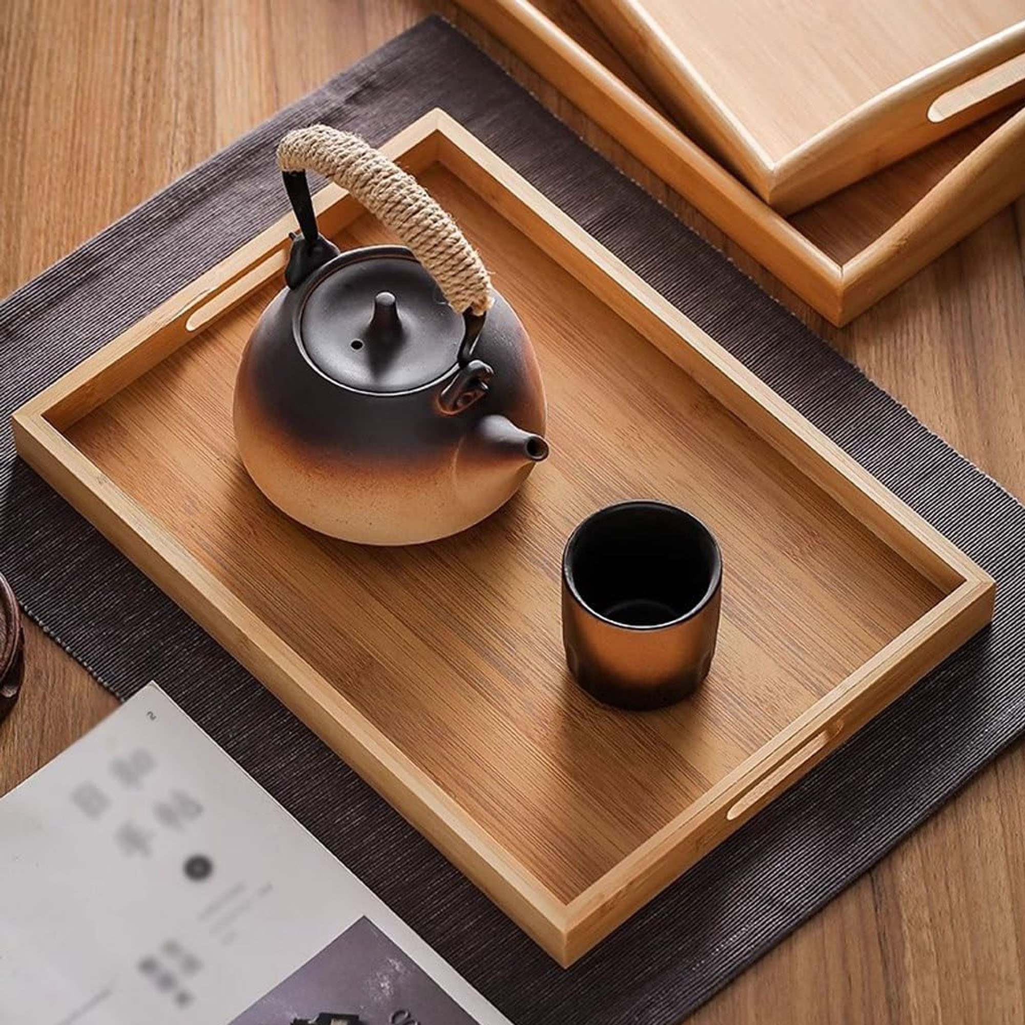 Union Rustic Serving Tray Bed Tray with Handles, Breakfast Coffee Table ...