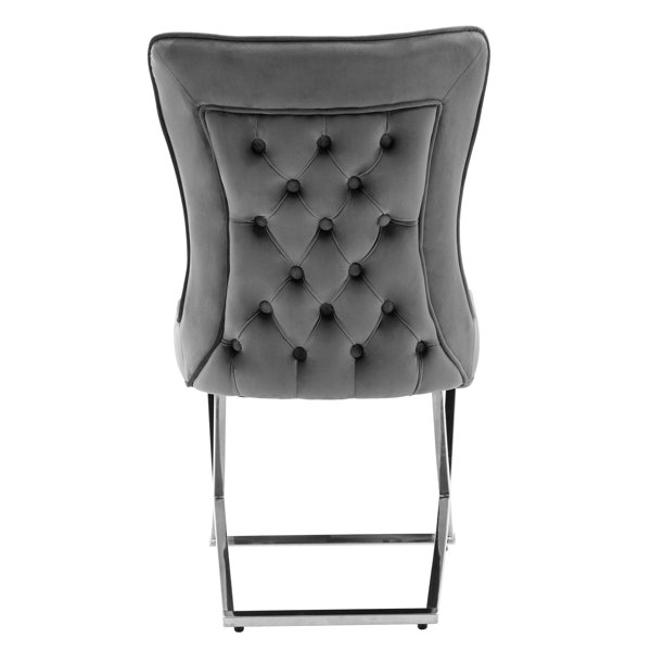 Wrought Studio™ Charys Tufted Velvet Upholstered Cross Legs Parsons ...