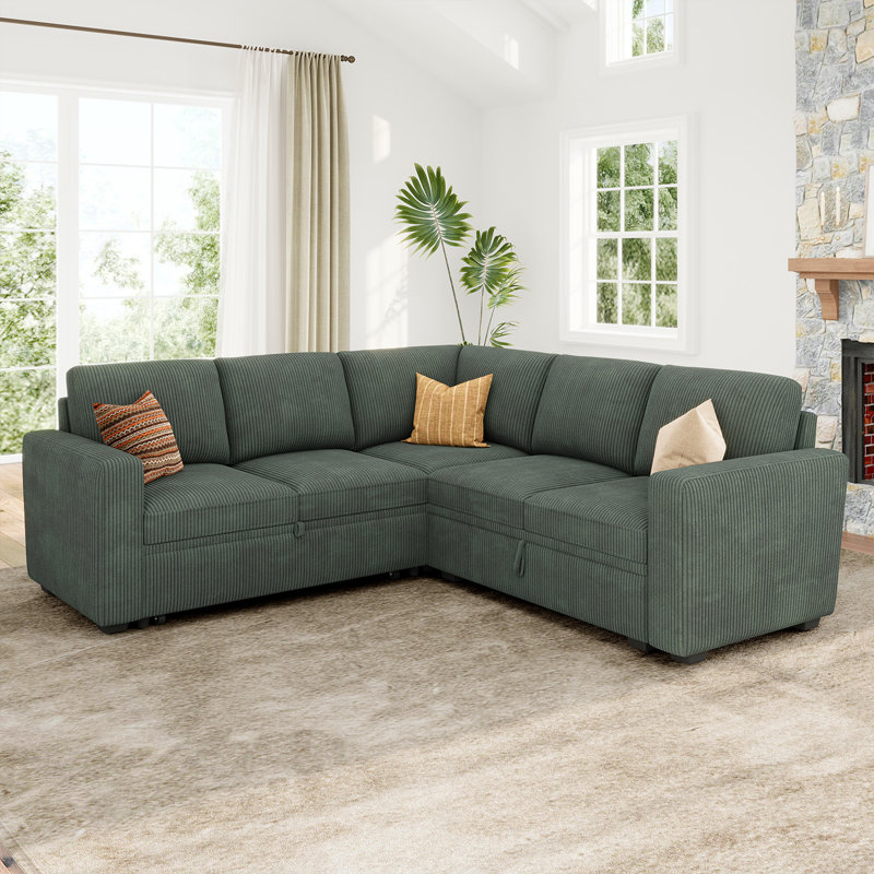 Latitude Run® Modular Sleeper Sectional L Shaped Couch Sofa Bed With ...