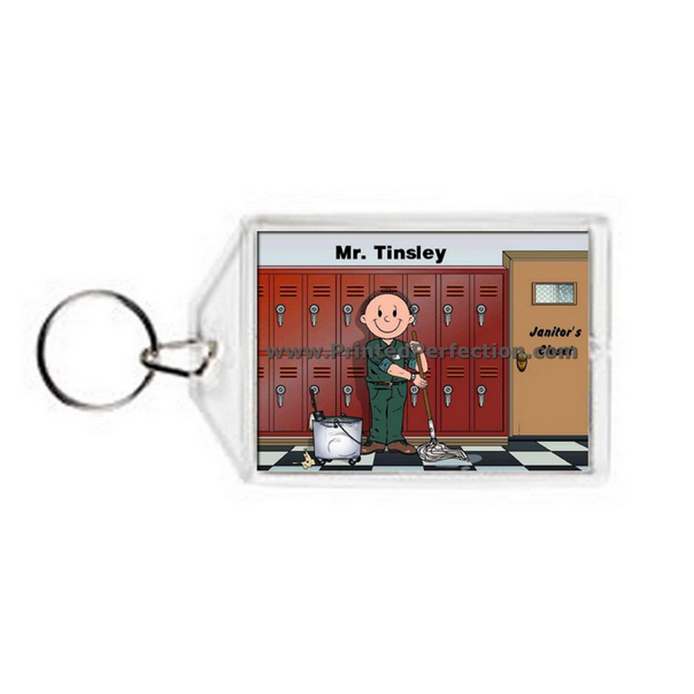 Printed Perfection Personalized Custodian - Male Acrylic Key Chain ...