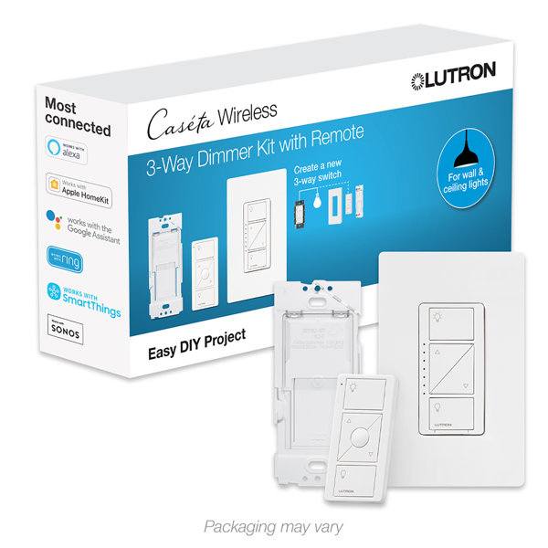 Lutron Caseta White 150 W 3-Way Smart-Enabled Dimmer Switch w/Remote ...
