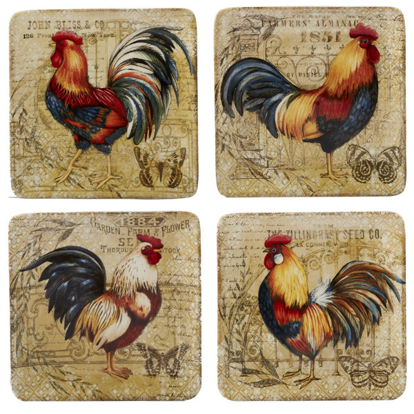 Certified International Gilded Rooster 16 Piece Dinnerware Set, Service ...
