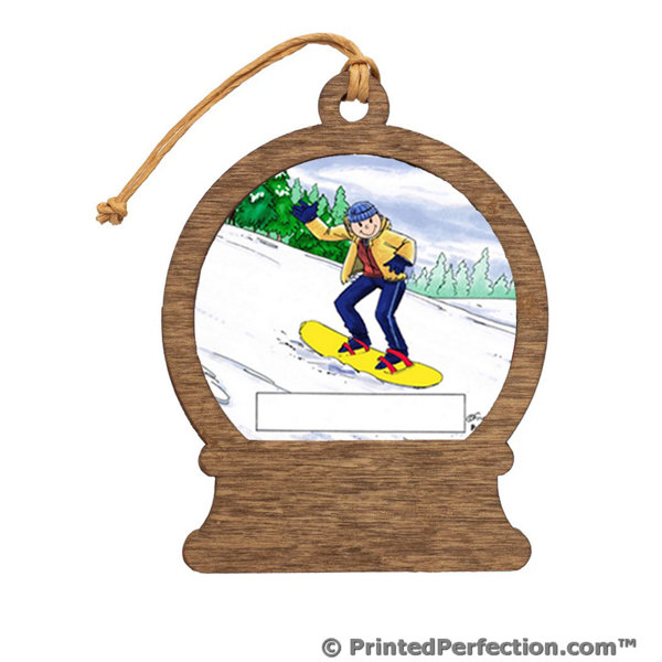 Printed Perfection Personalized Snowboarding - Male Wooden Snow Globe ...