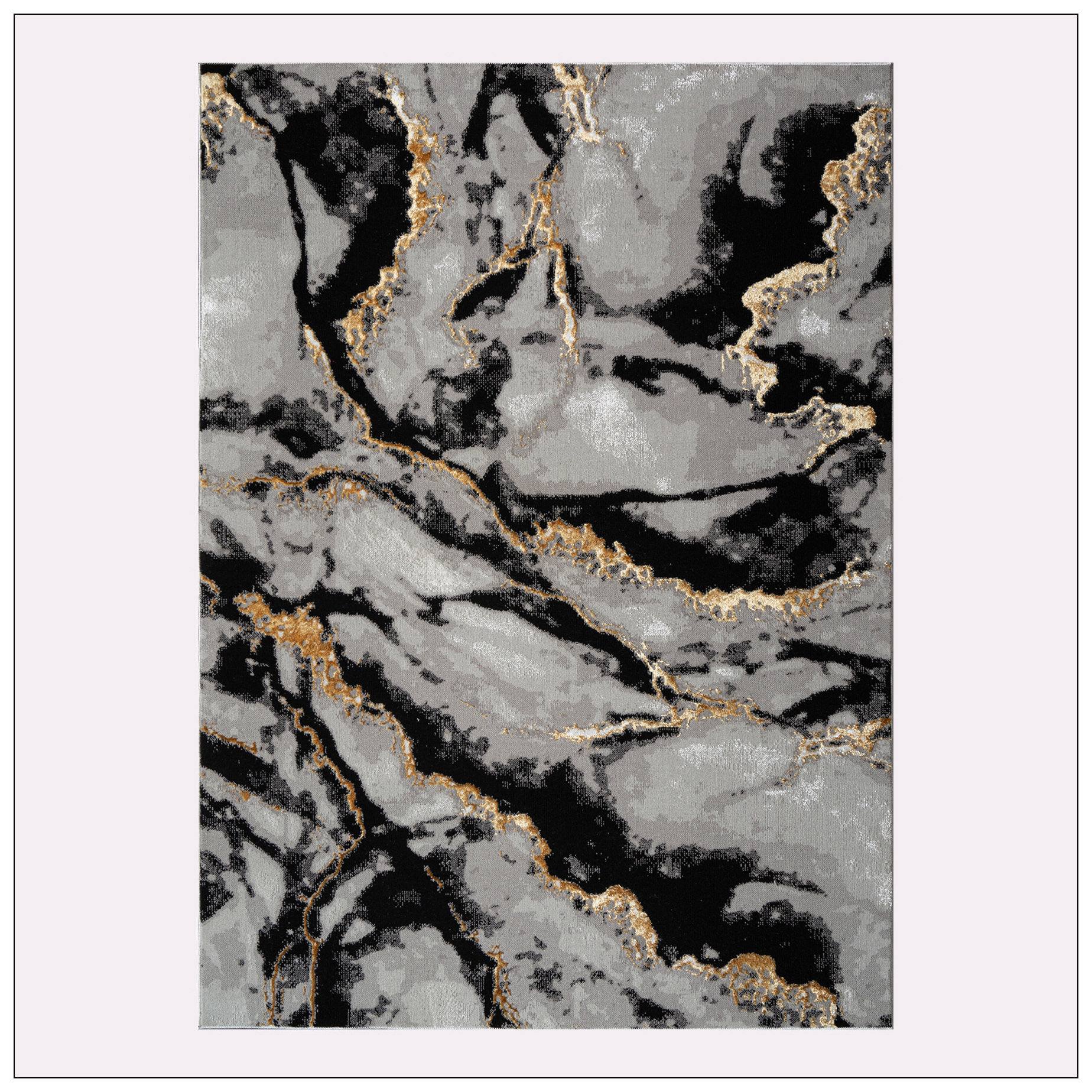 Everly Quinn "Tali" Area Rug in Grey and Black Abstract Design | Wayfair