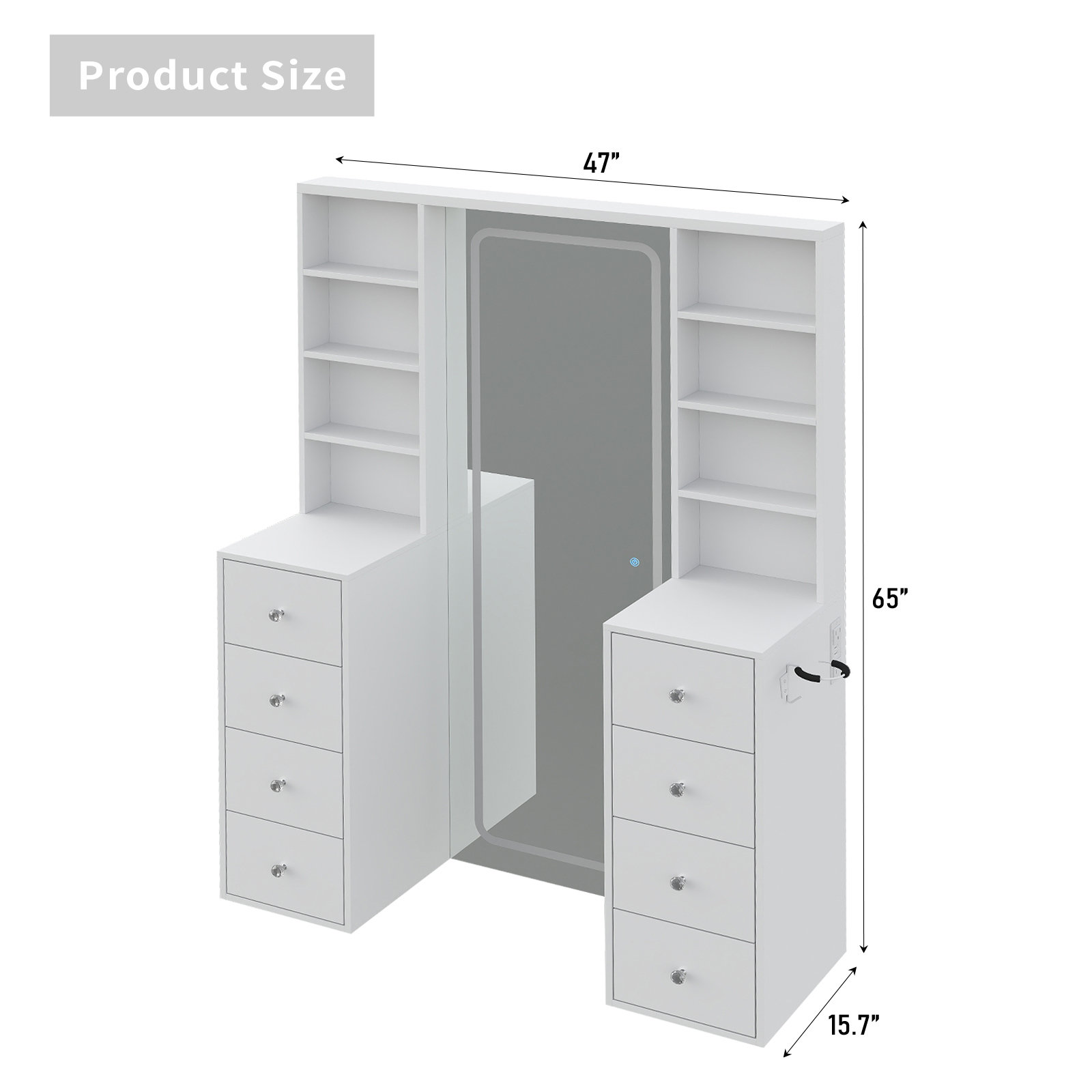 Wrought Studio vanity Desk With Full Length LED Mirror, 3 Lighting ...