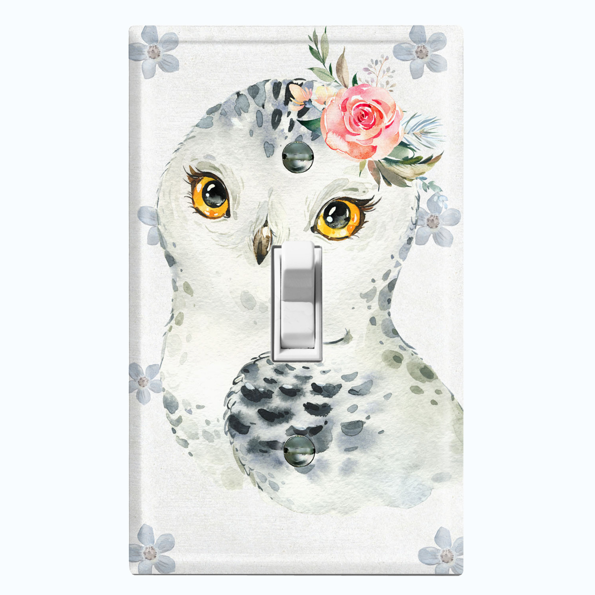 WorldAcc Cute Nursery Animal Snow Owl Flower 1-Gang Toggle Light Switch ...