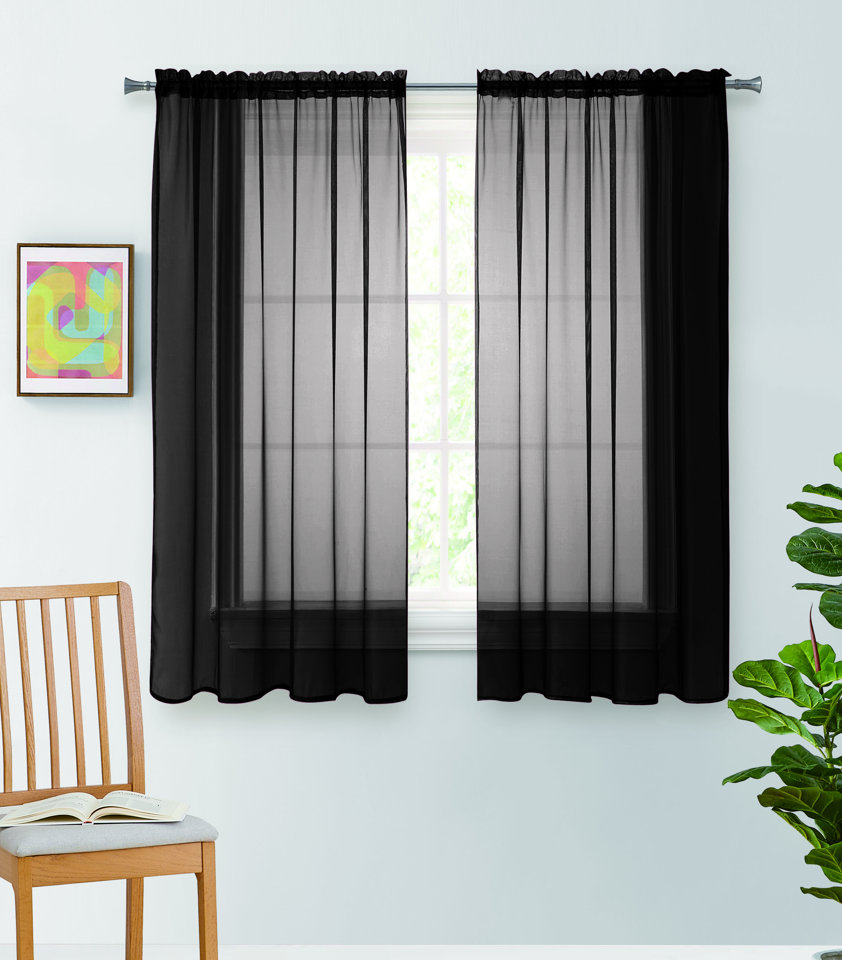 Gracie Oaks 4000-63 BLACK SHEER PANEL 55*63 Reorder | Wayfair