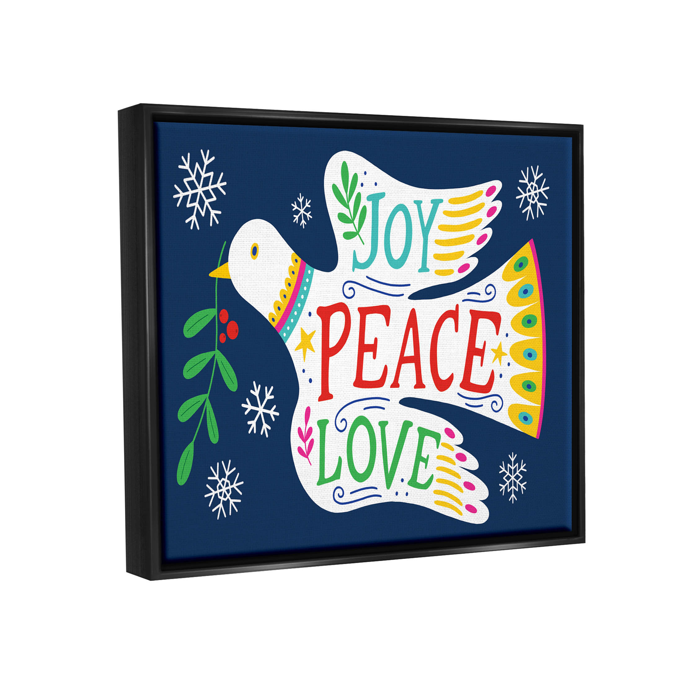 Red Barrel Studio® Joy Peace Love Dove Holly Sprig - Floater Frame ...
