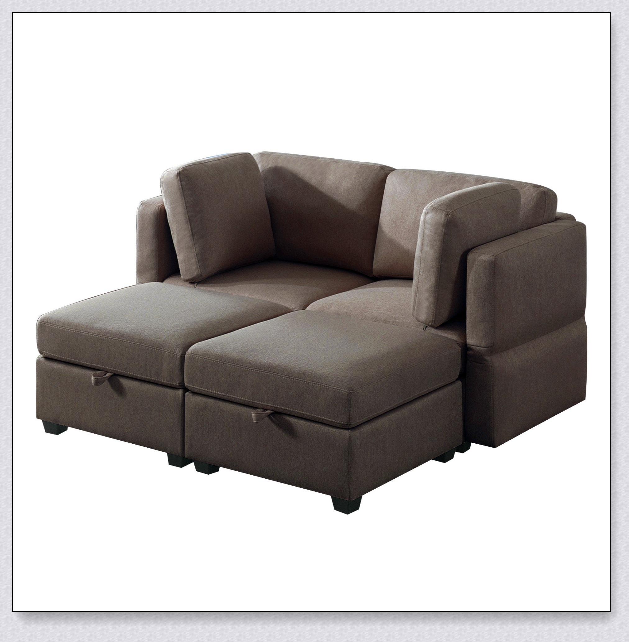 Latitude Run® 2 Seater Sofa with 2 Ottomans , Sleeper Sofa Bed Modular ...