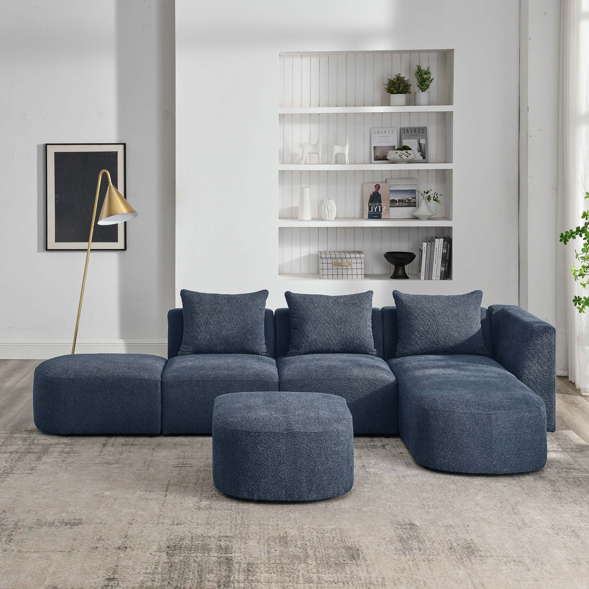 Latitude Run® L Shape Sectional Sofa With Right Side Chaise And Ottoman ...