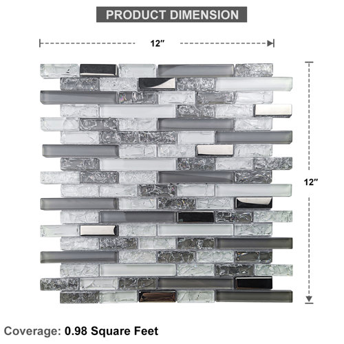 Symple Stuff Worthville Random Sized Beveled Glass Linear Mosaic Wall ...