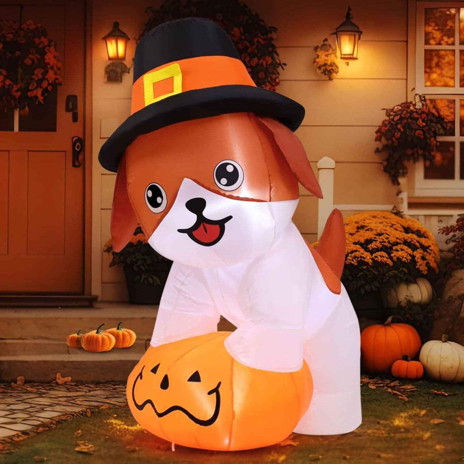 The Holiday Aisle® 5.2 FT Thanksgiving Outdoor Inflatables Dog | Wayfair