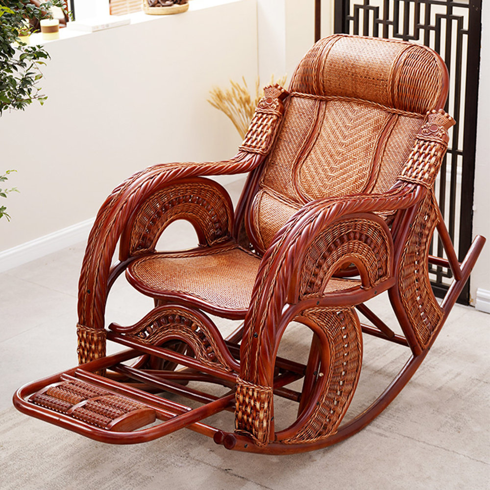 Comfort Zone Furniture.e Natural rattan woven casual elegant rocking ...
