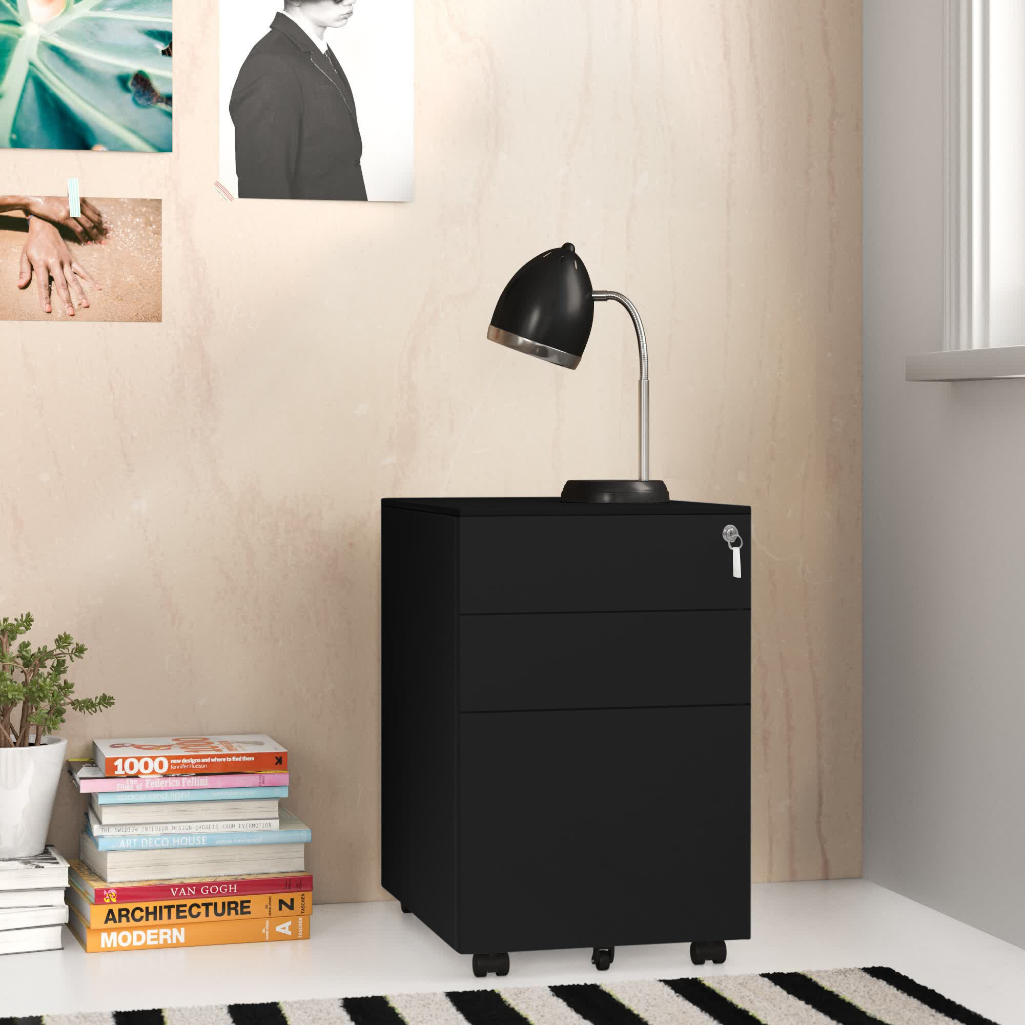 Zipcode Design Carmella 39cm Wide 3 -Drawer Mobile Steel File Cabinet ...