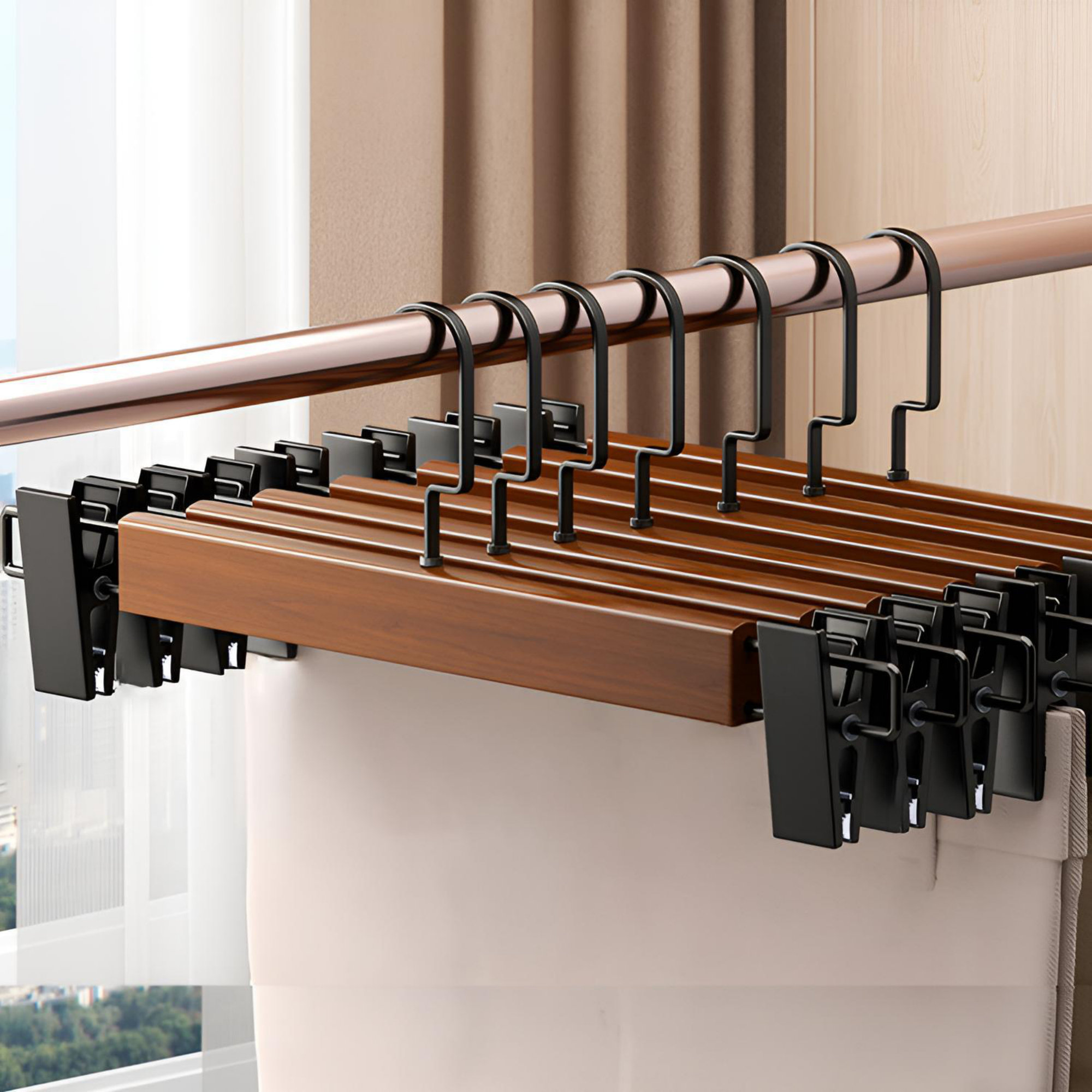 Hokku Designs Solid Wood Pant Hangers - Heavy Duty No Slip Design For ...
