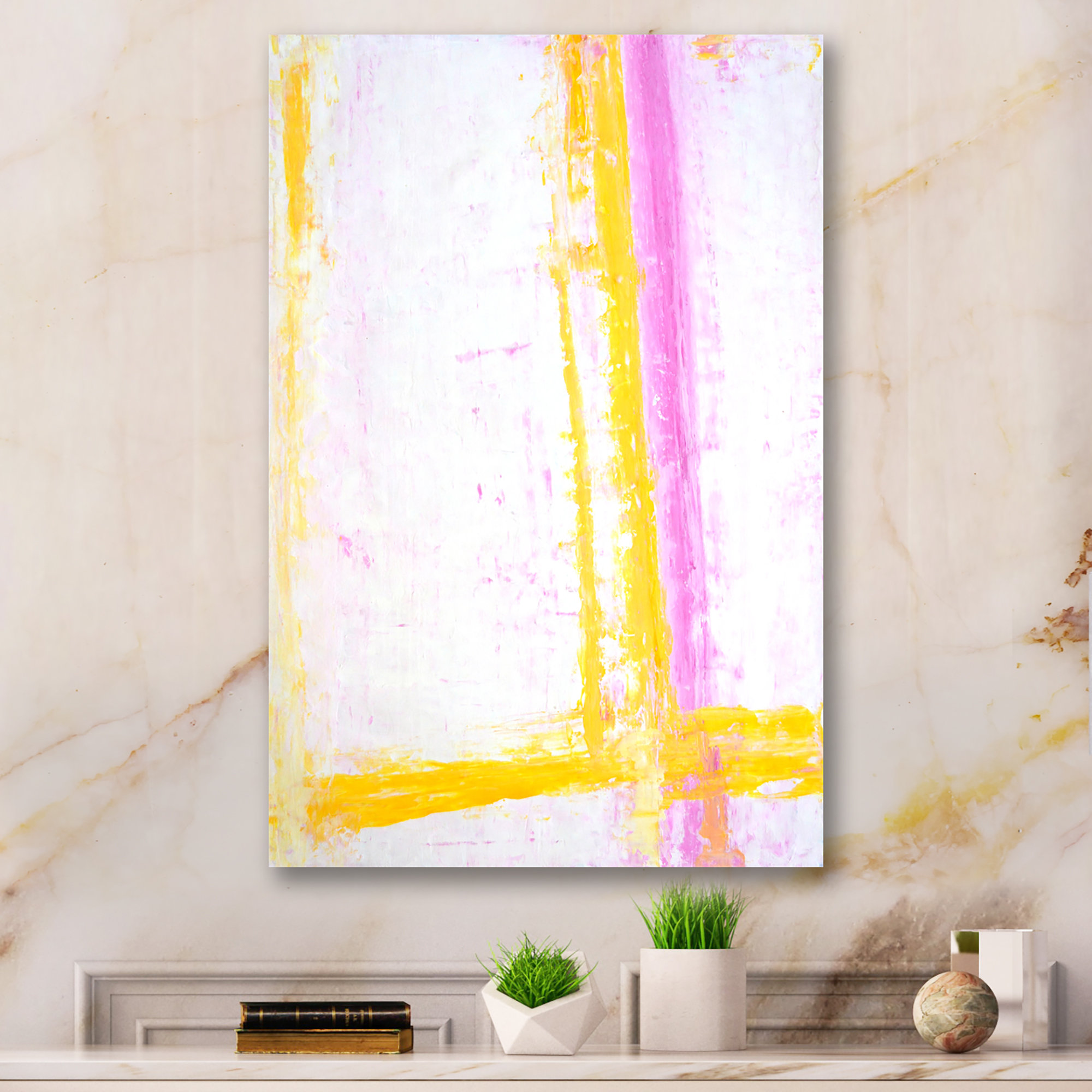 Wrought Studio™ Pink And Yellow Abstract Art - Modern & Contemporary ...