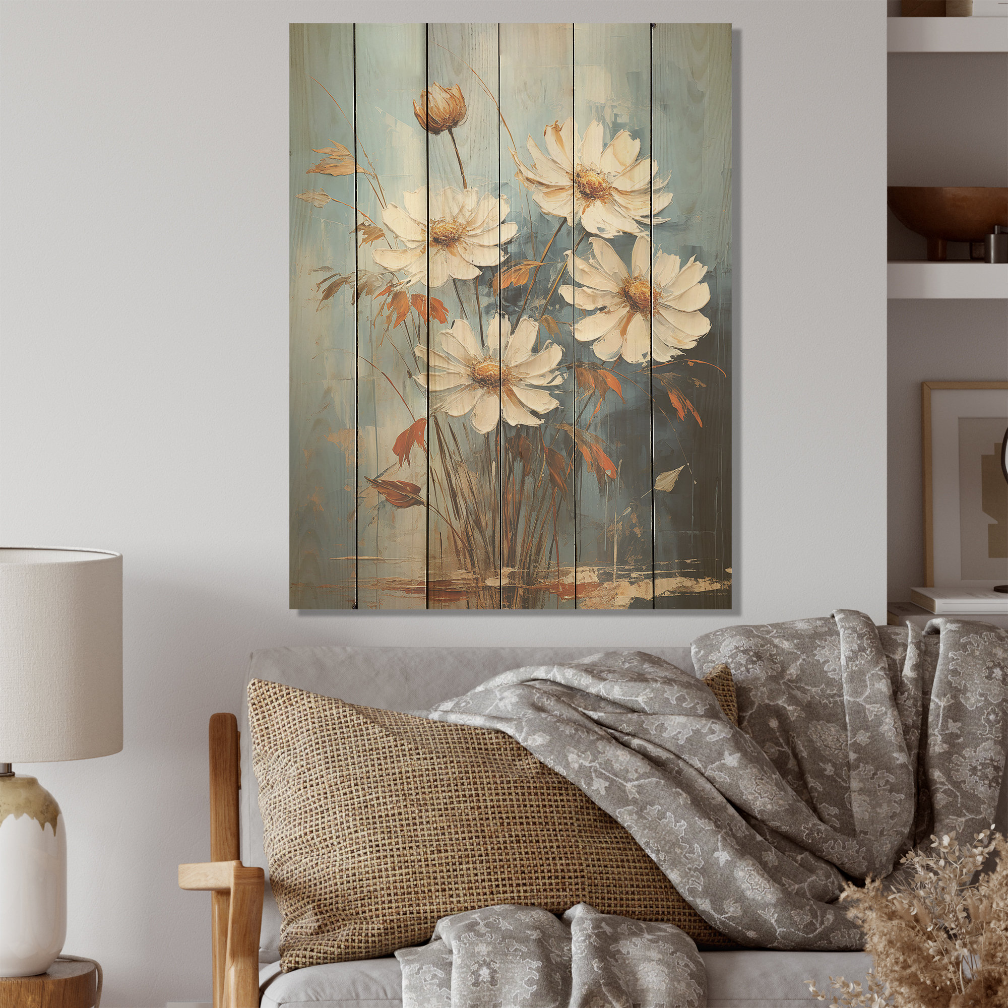 Lark Manor™ White Daisy Efflorescence Bouquet Serenity I - Daisies Wood ...