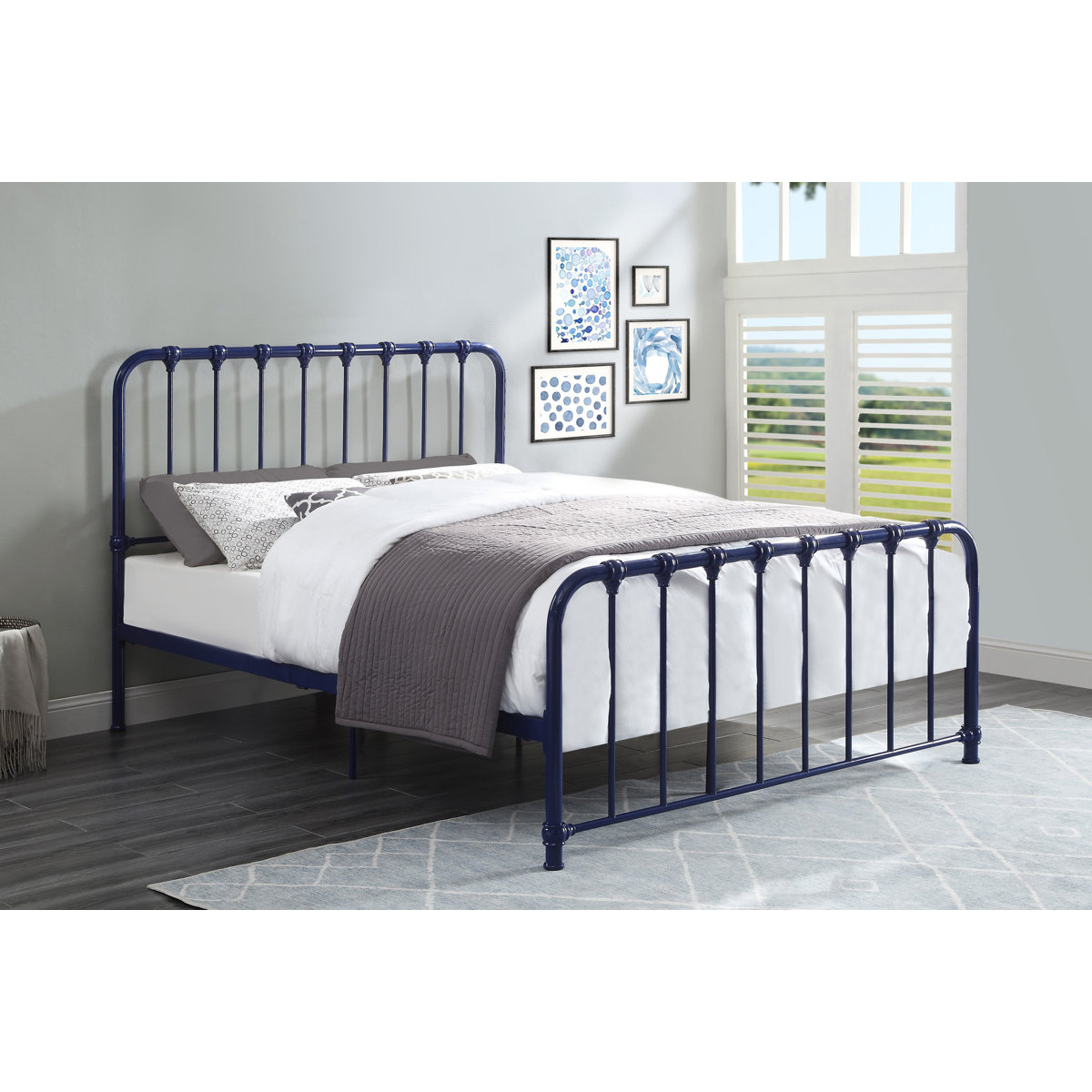 Mercer41 Bethany Blue Full Metal Platform Bed | Wayfair