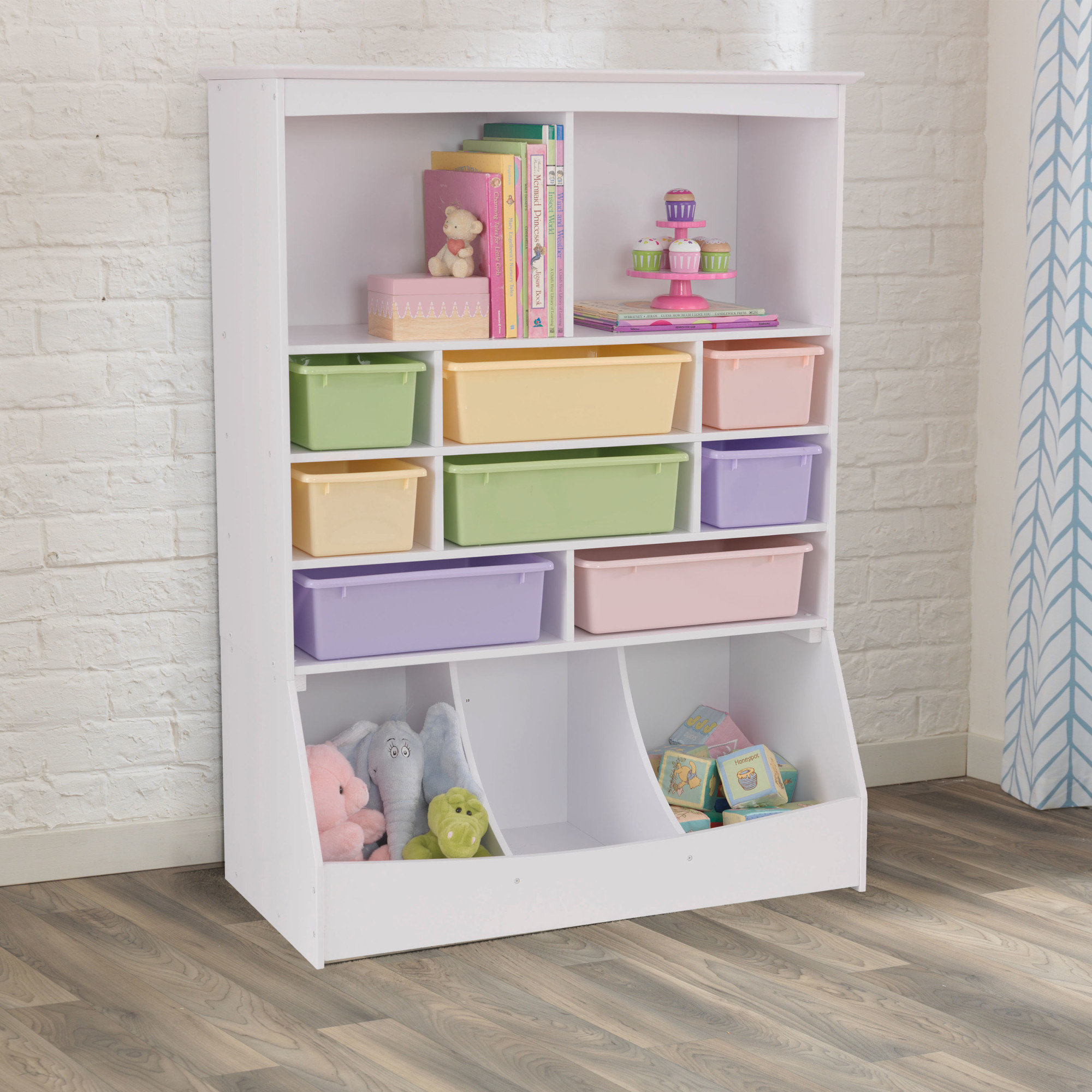 KidKraft Wood Wall Storage Unit Organizer with 8 Bins & Reviews | Wayfair