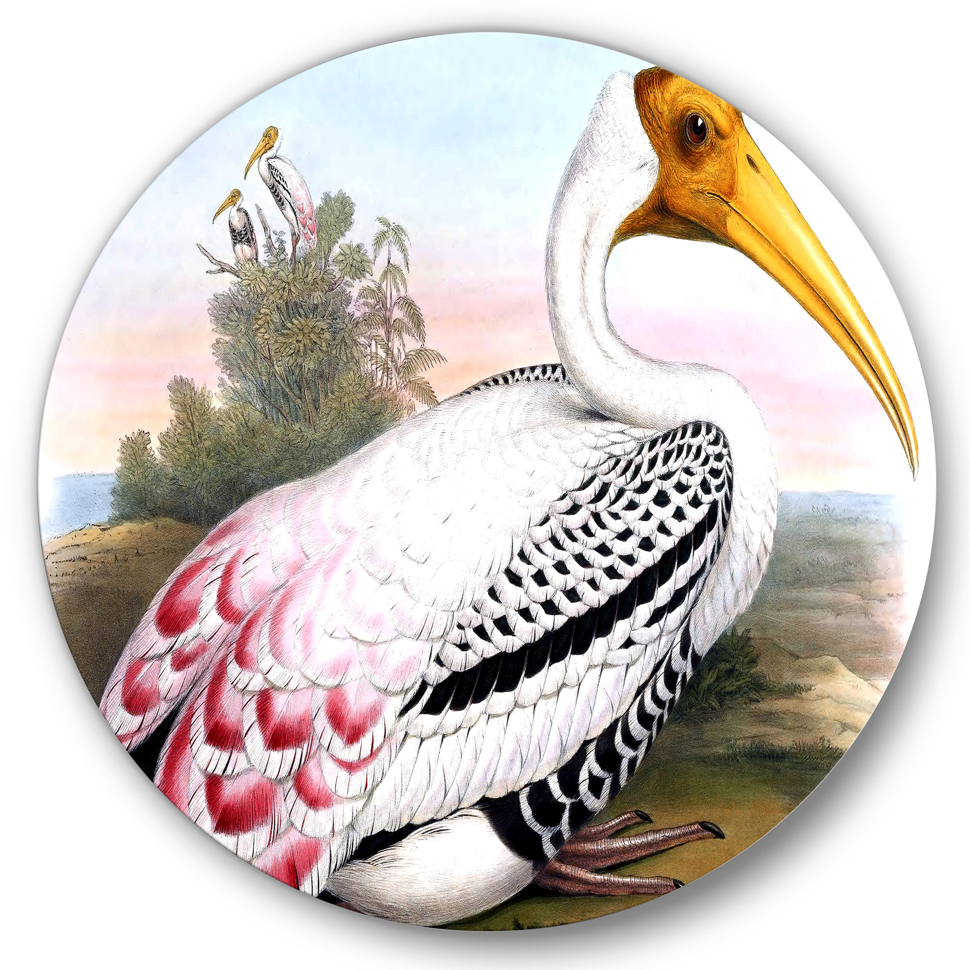 East Urban Home Vinage Countryside Animals I - Farmhouse Metal Circle ...