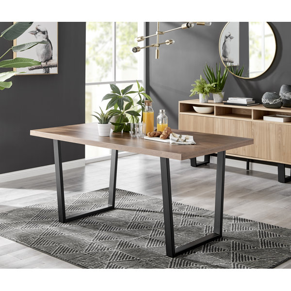 Canora Grey Modern Brown Wood And Black Metal Dining Table | Wayfair.co.uk