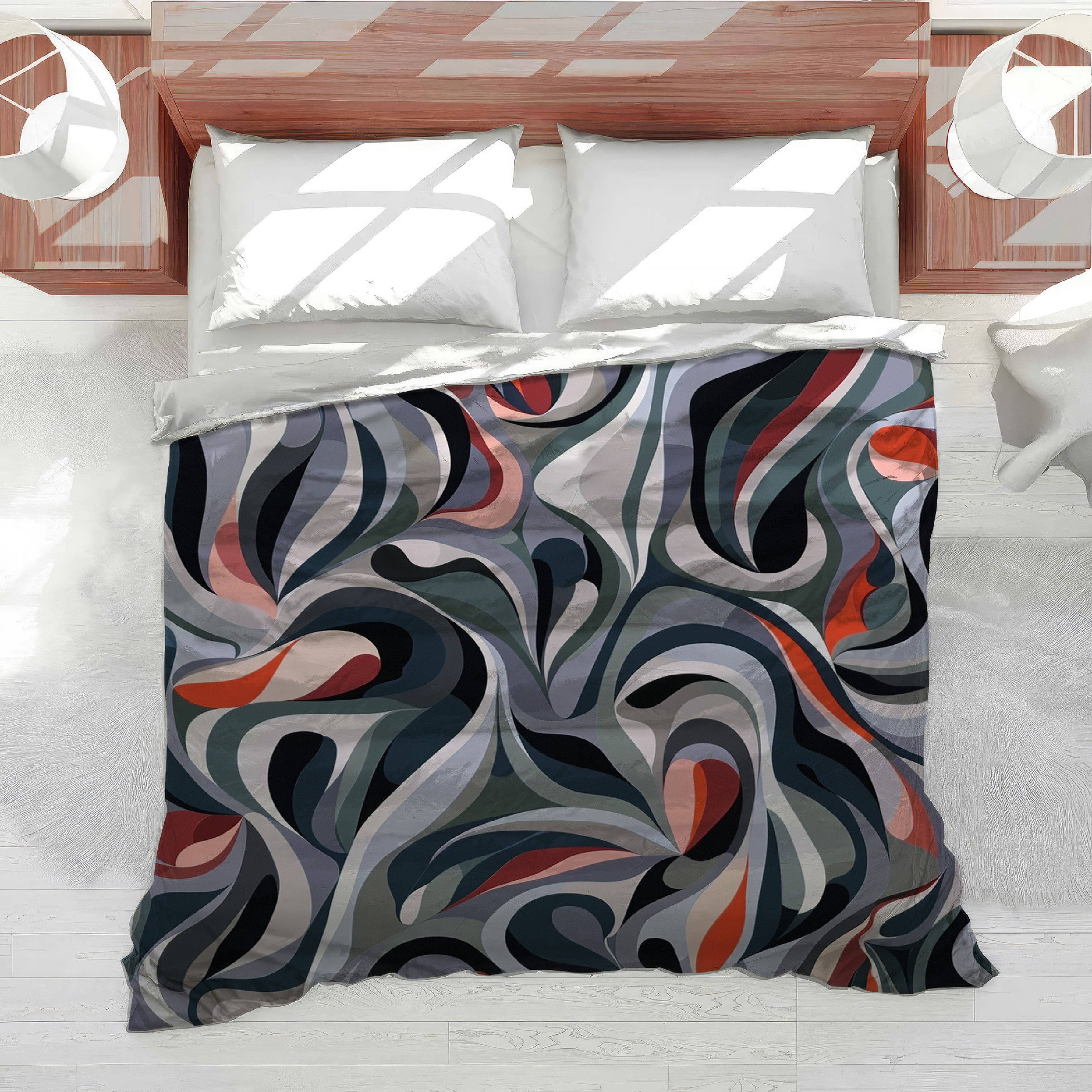 VisionDecor Abstract Swirls Bedding Abstract Comforter Modern | Wayfair