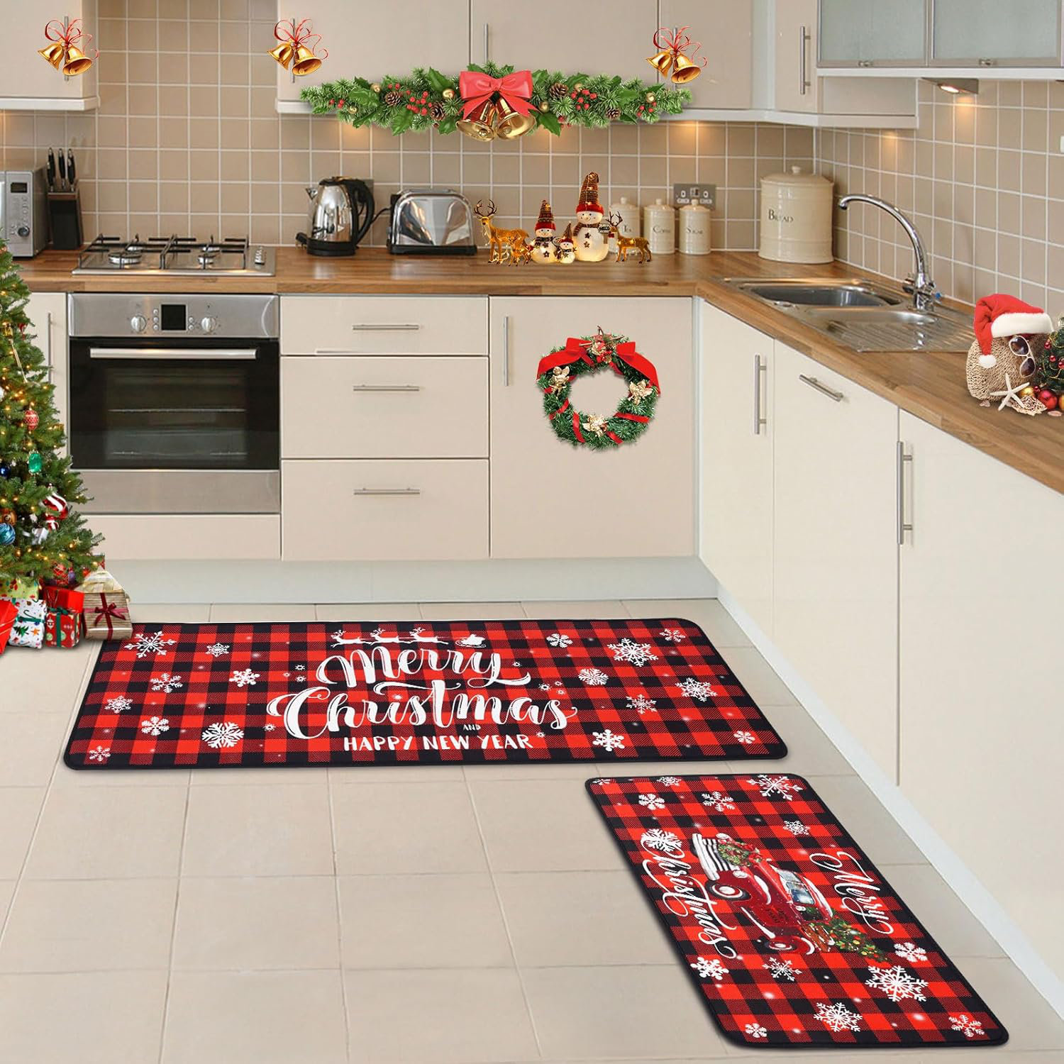 The Holiday Aisle® Christmas Kitchen Mats Set of 2 | Wayfair