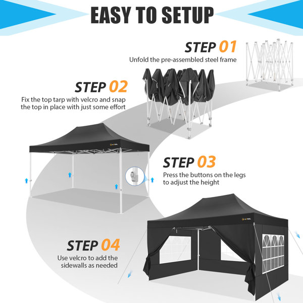 SANOPY 10x15 Pop Up Canopy Tent Heavy Duty with 4 Sidewalls, Waterproof ...