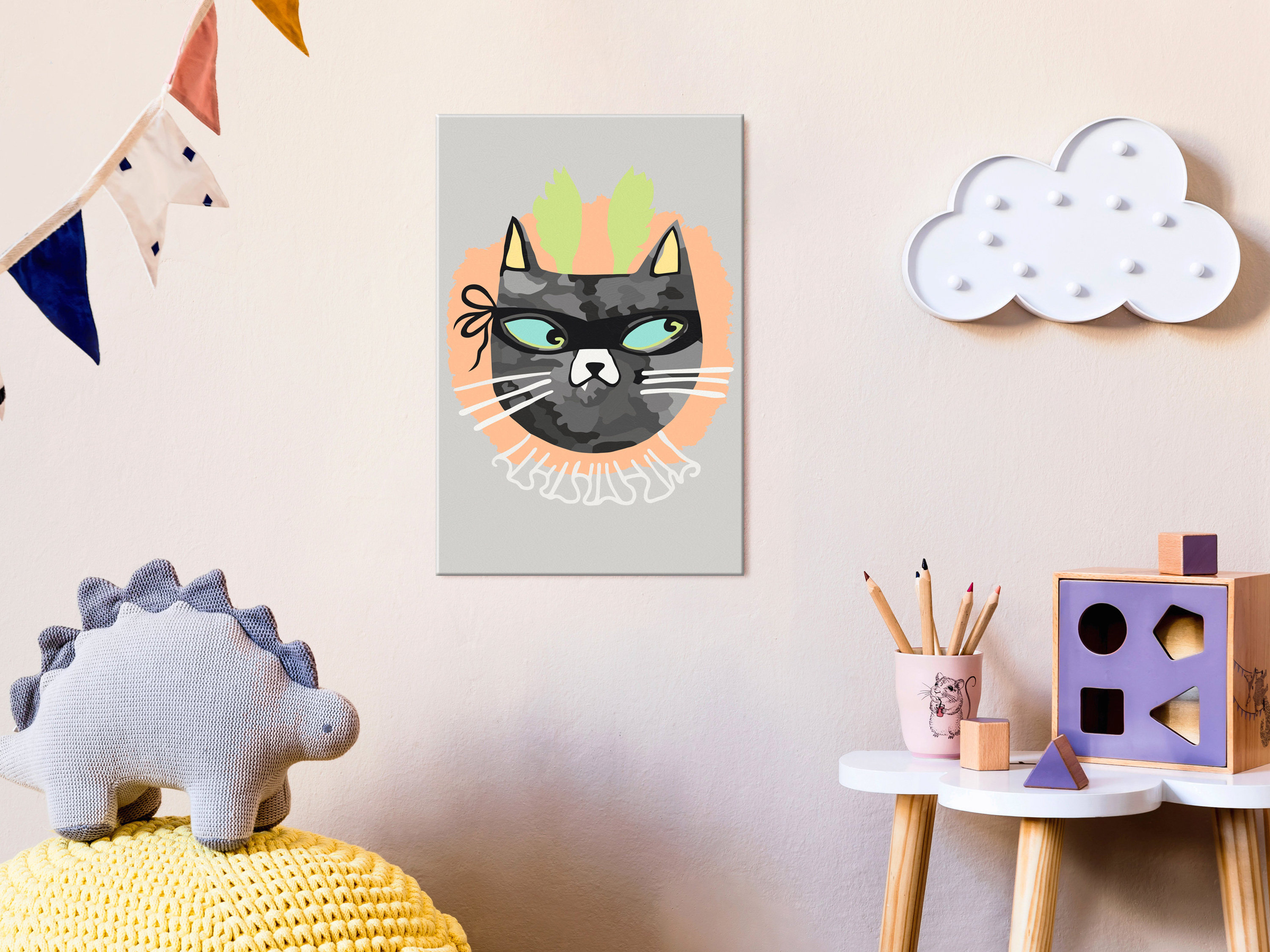 East Urban Home Half Cat, Half Rabbit - Wrapped Canvas Painting | Wayfair