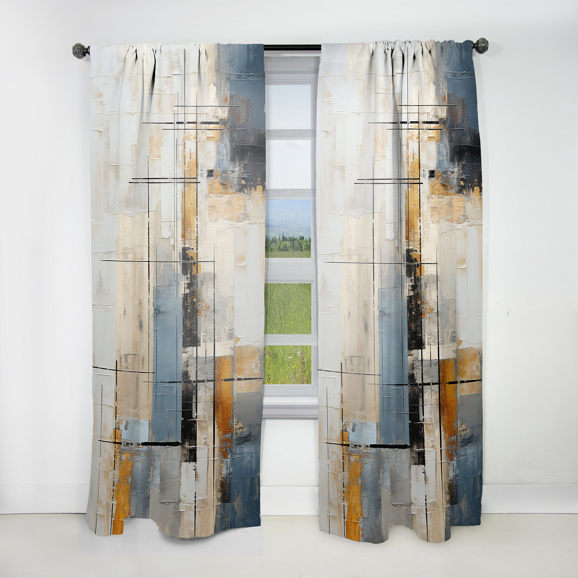 East Urban Home Alirra Abstract Beige Gold Road Collage II - Modern ...