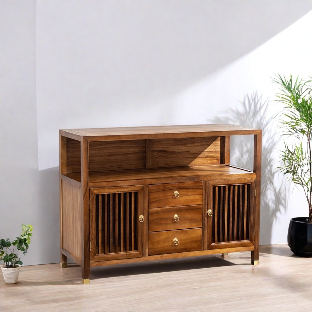 Wu's StylishVault Solid Walnut Wood Console Cabinet | Wayfair