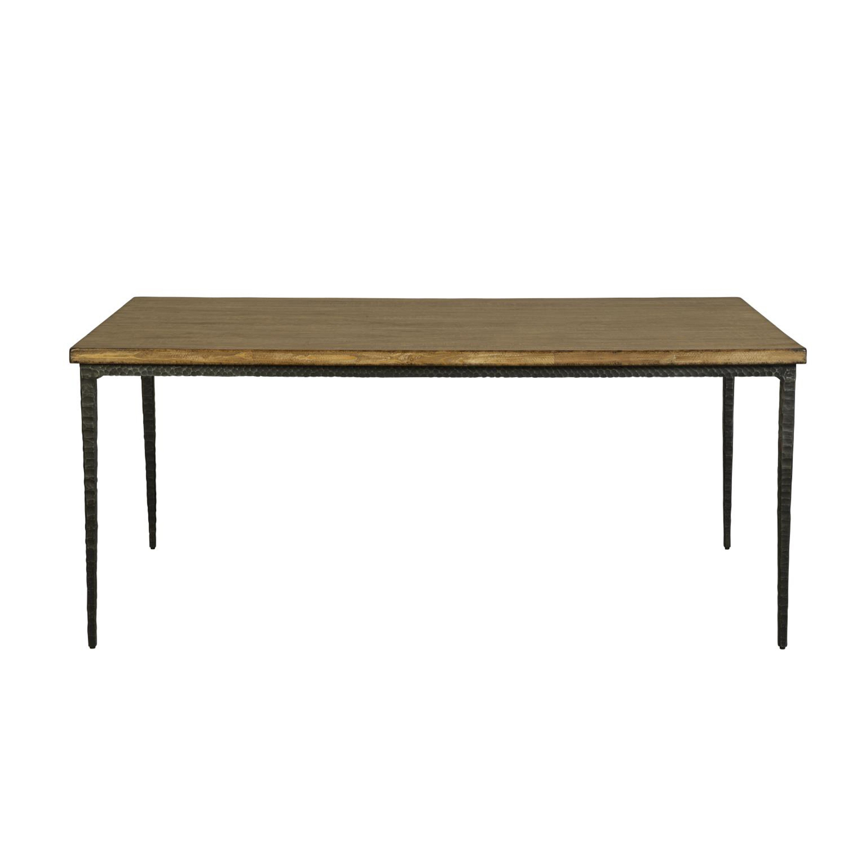 Benjara Lemy Dining Table, 72 Inch Rectangular Brown Top, Black Metal ...