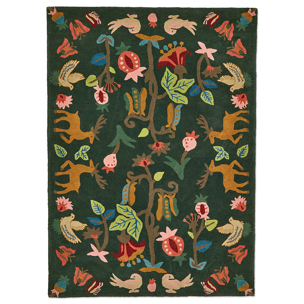 Sanderson Rectangle Hand Tufted Wool Area Rug in Green/Brown | Wayfair