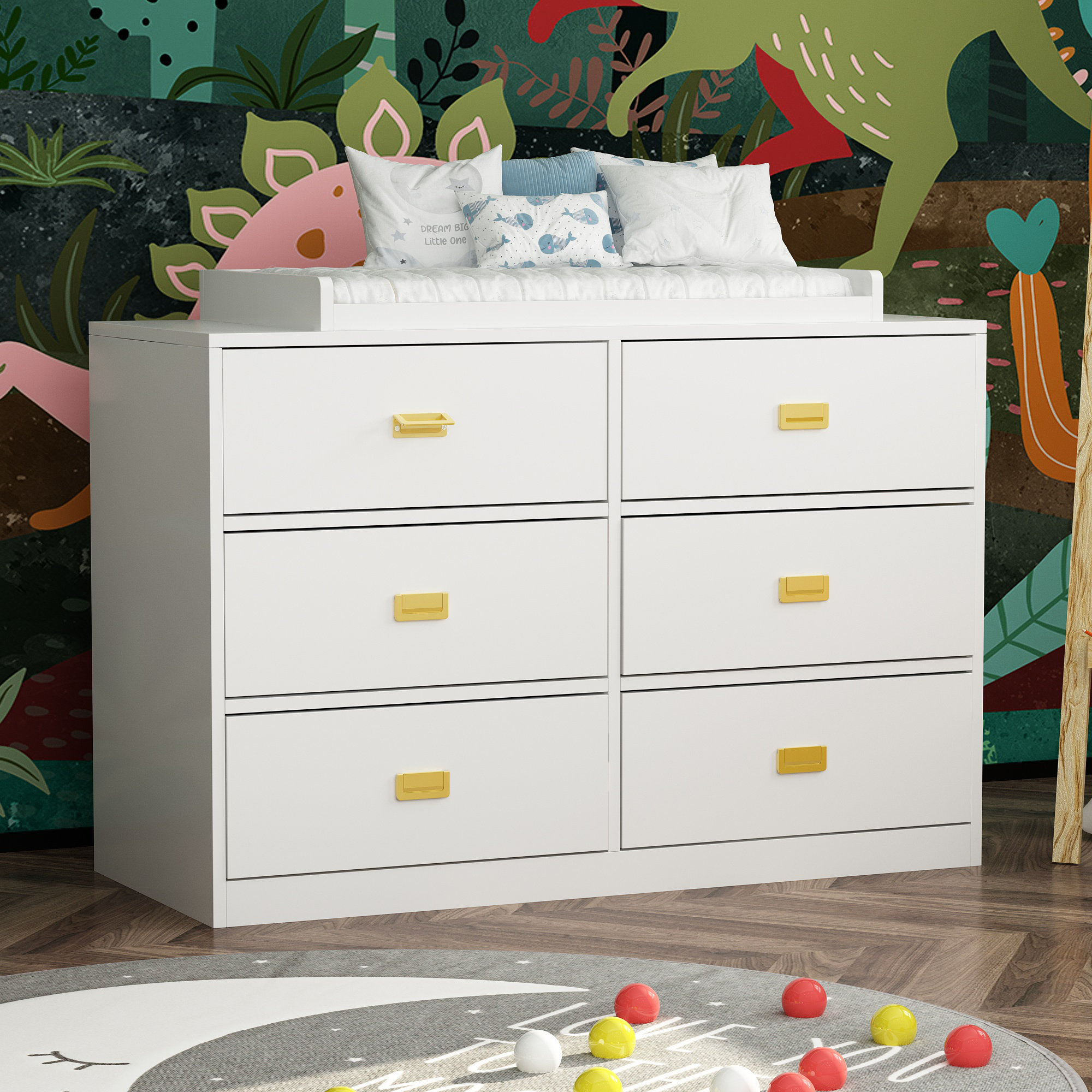 Mercer41 45.3" Wide 6 Drawer Changing Table Dresser | Wayfair