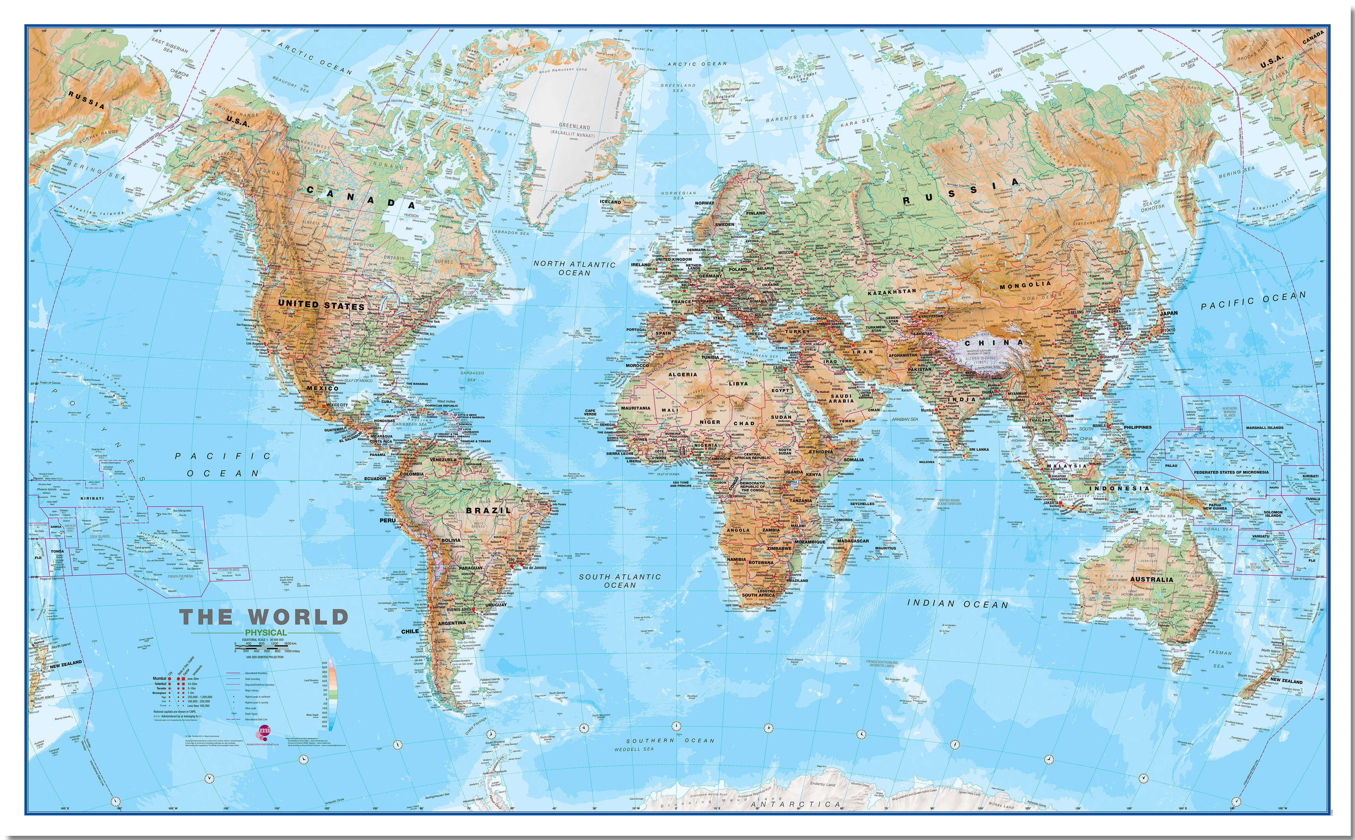 Ebern Designs Large World Wall Map Physical - Unframed Art Prints on ...