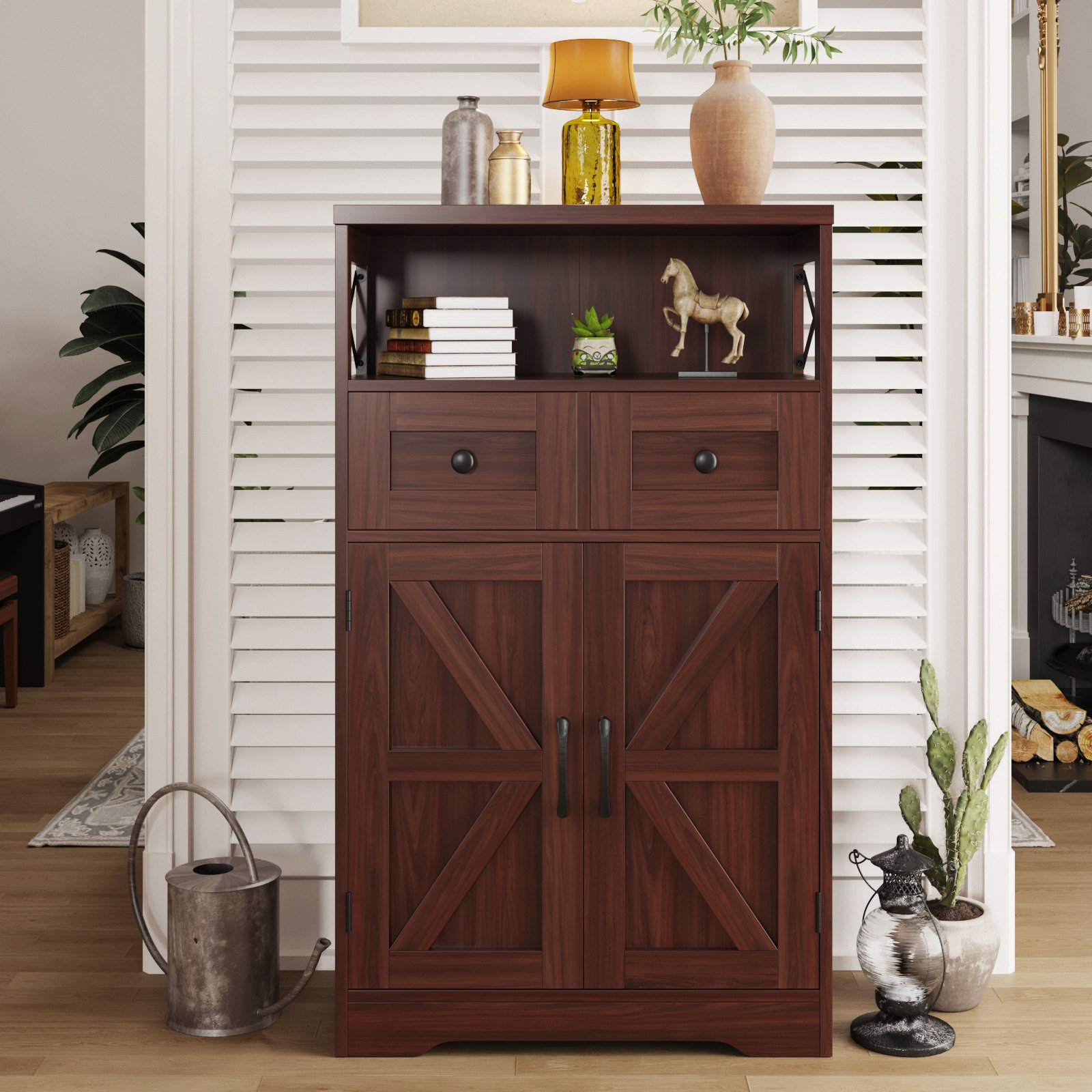 Winston Porter Storage Cabinet With Doors And Drawers & Reviews | Wayfair