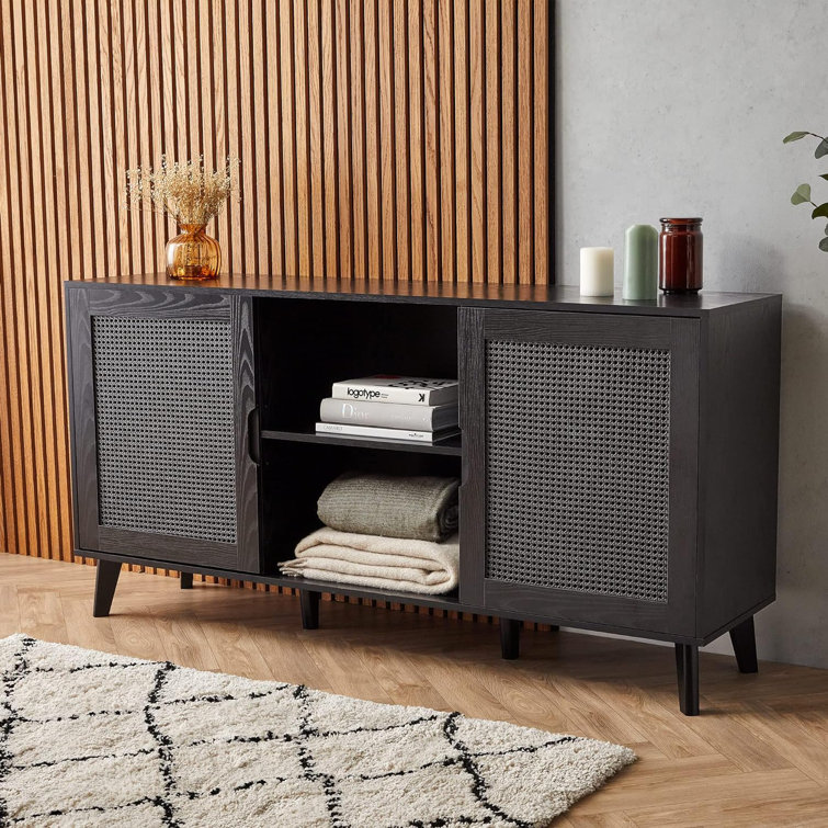 Corrigan Studio Barton 160Cm Wide Black Rattan Sideboard | Wayfair.co.uk