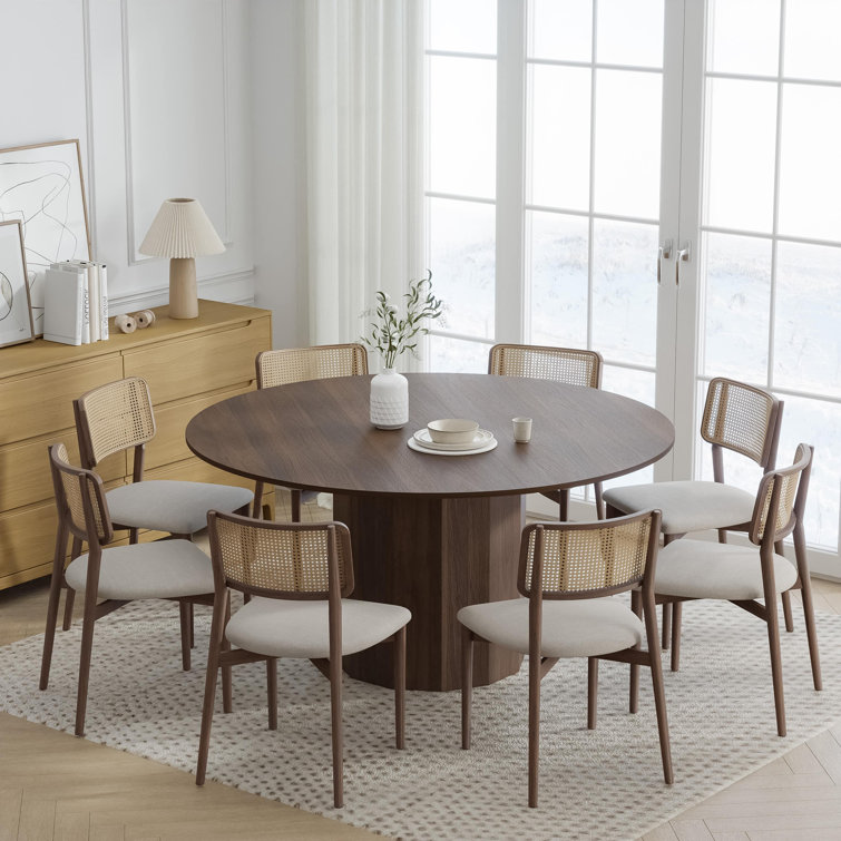 Latitude Run® Solid Wood Dining Table Round Pedestal Kitchen Table ...