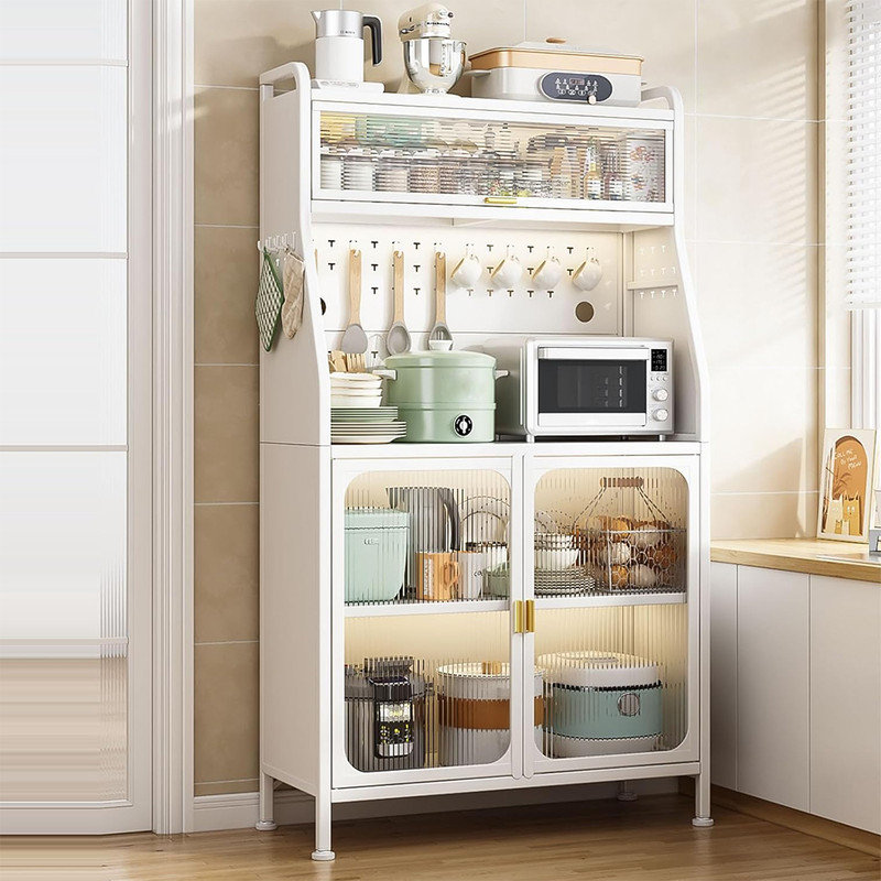 17 Stories Metal Kitchen Pantry Storage Cabinet, Acrylic Clear Door ...