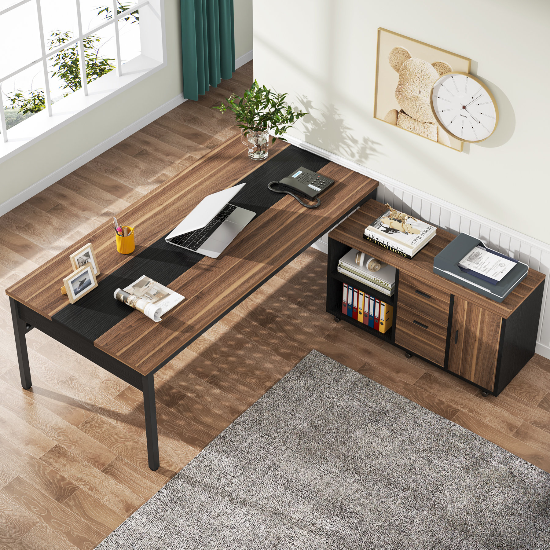Latitude Run® Beauchesne L-Shaped Metal Base Computer Desk & Reviews ...