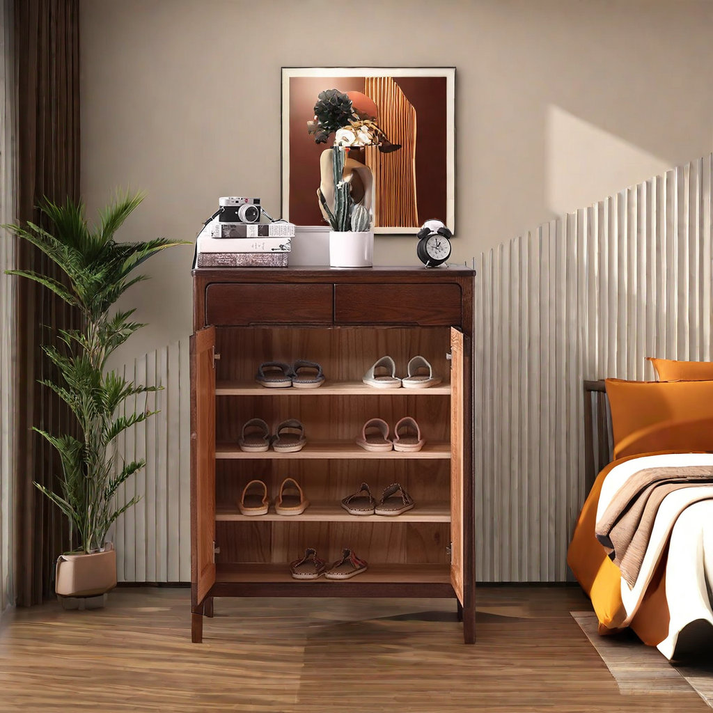 DICIXA All Solid Wood Shoe Cabinet Modern Simple 16 Pair Solid Wood ...